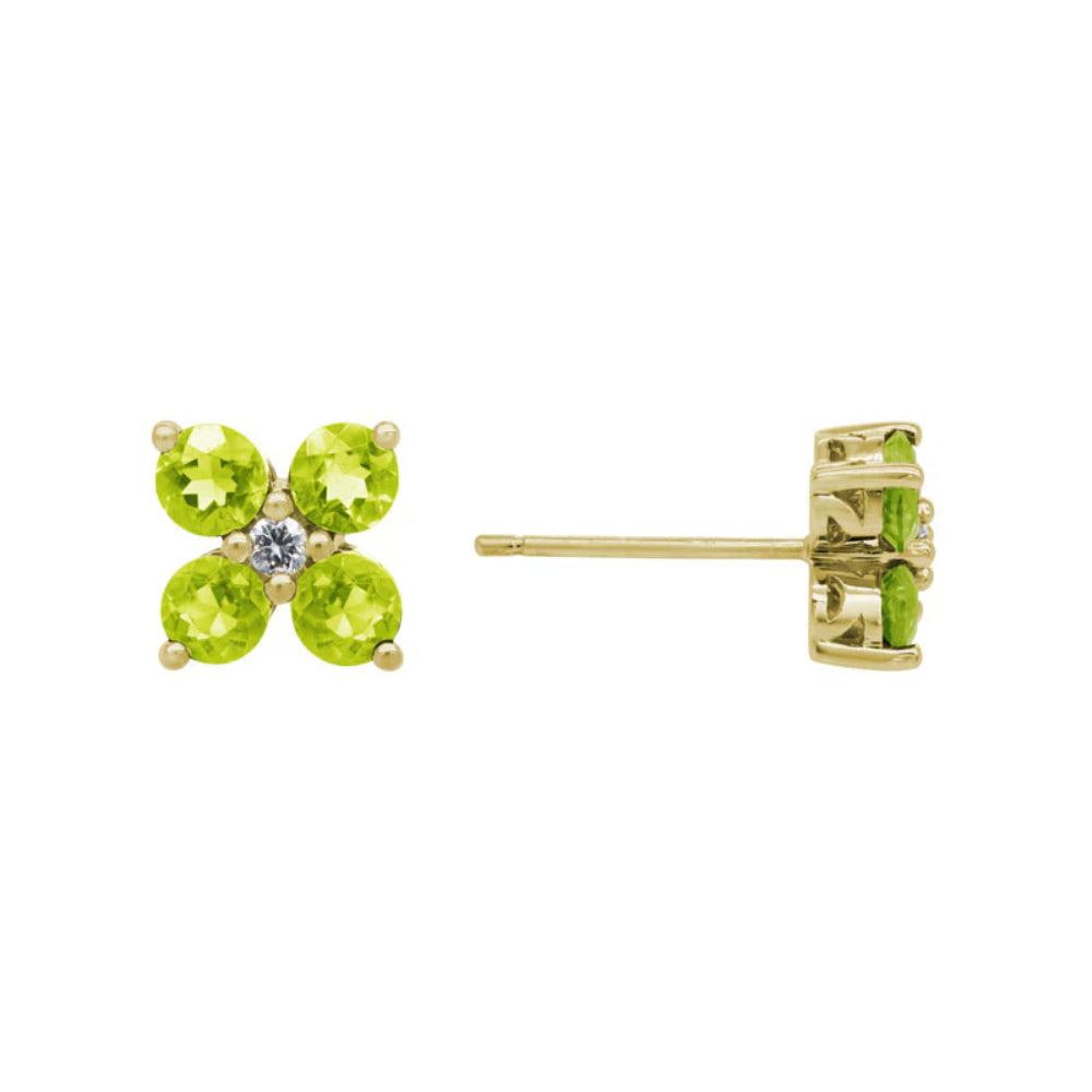 14k Peridot Four-Petal Flower Stud Earrings – Smyth Jewelers