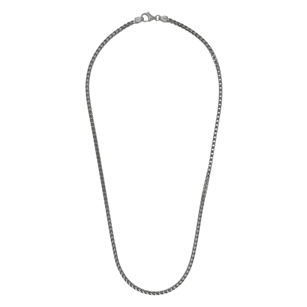 Desmos Sterling Silver Fish Bone Chain Necklace with Gunmetal Finish ...