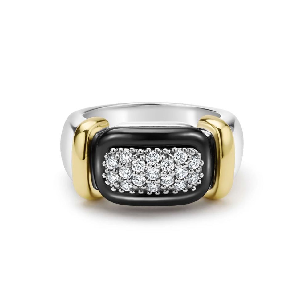 Lagos Black Caviar Two-Tone Black Ceramic Diamond Ring – Smyth Jewelers