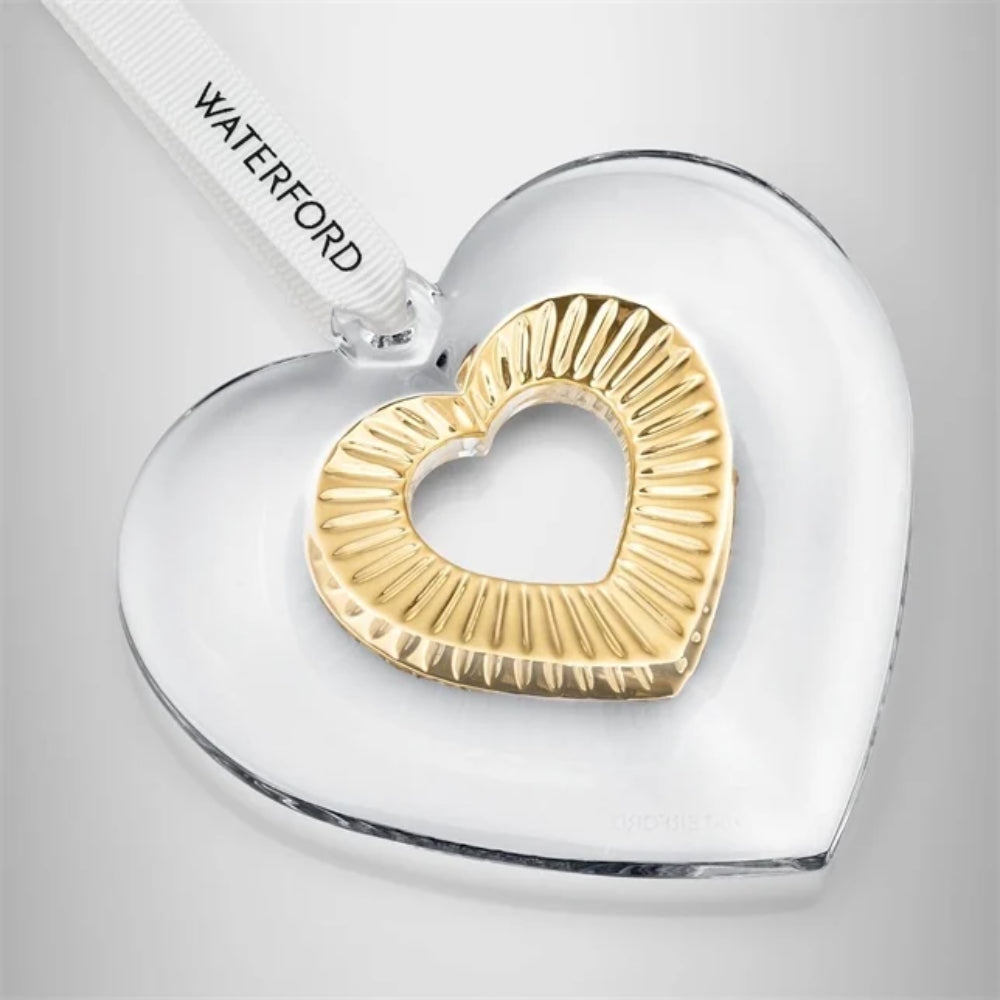 Waterford Heart With Gold Ornament – Smyth Jewelers