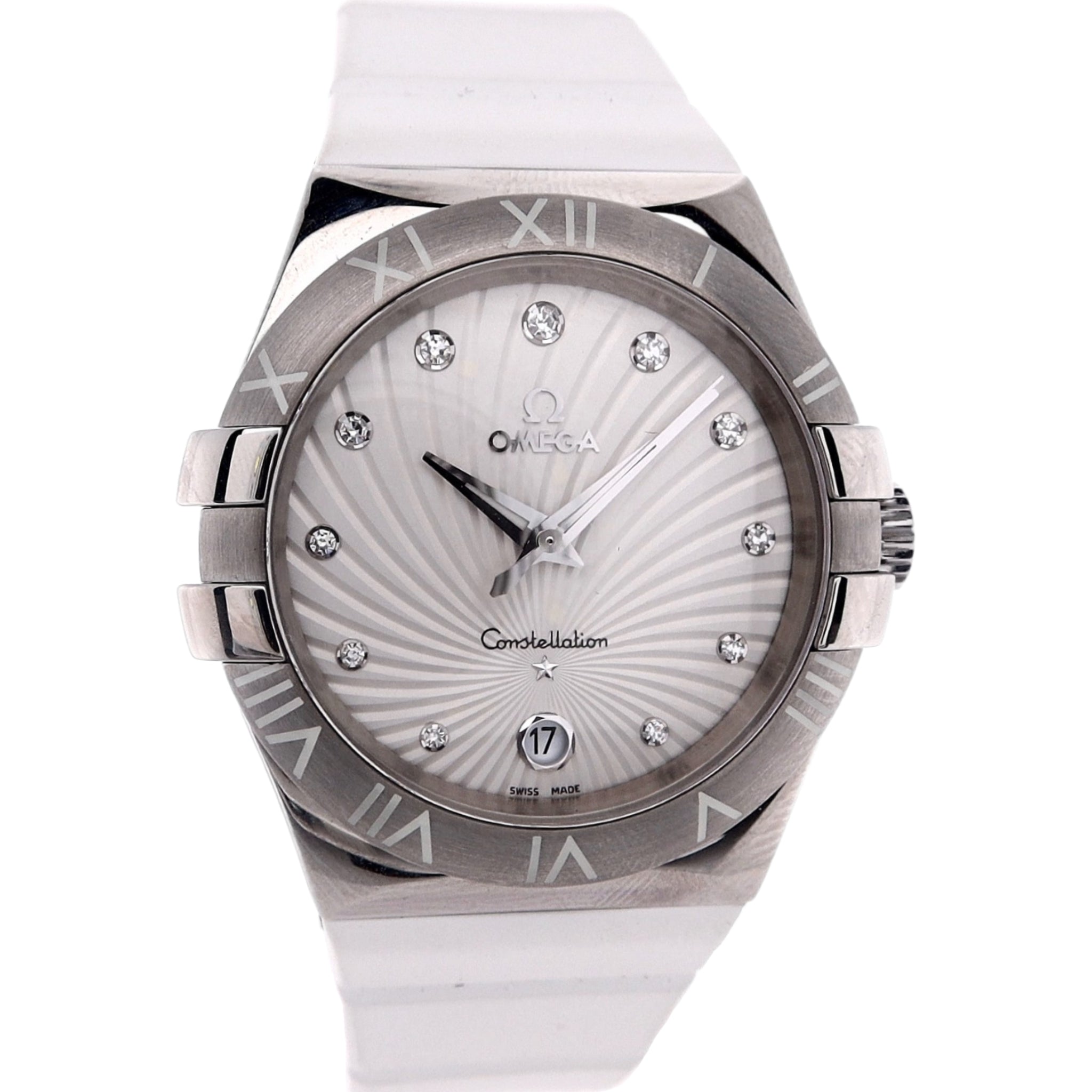 Estate Omega Stainless Steel Ladies Constellation White Textured Dial ...