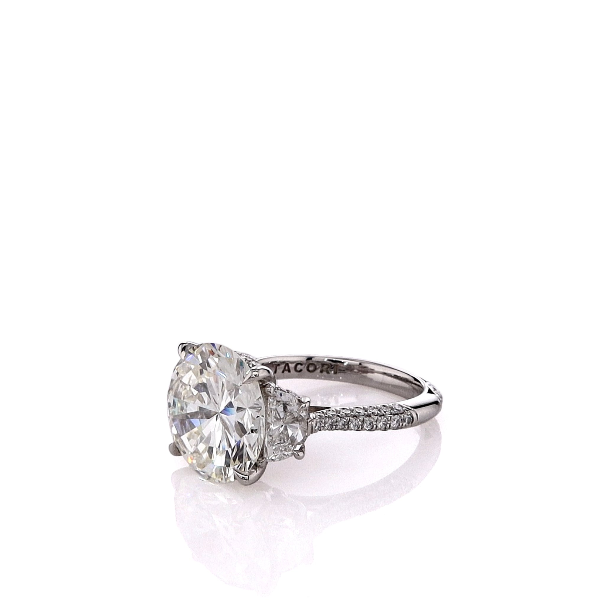 Estate Tacori Platinum 6.18ct Three Stone Center Diamond Engagement Ri ...