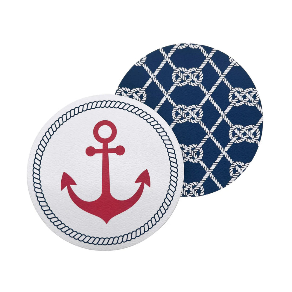 Mariposa Red Anchor and Nautical Knots Signature Coaster Set – Smyth ...