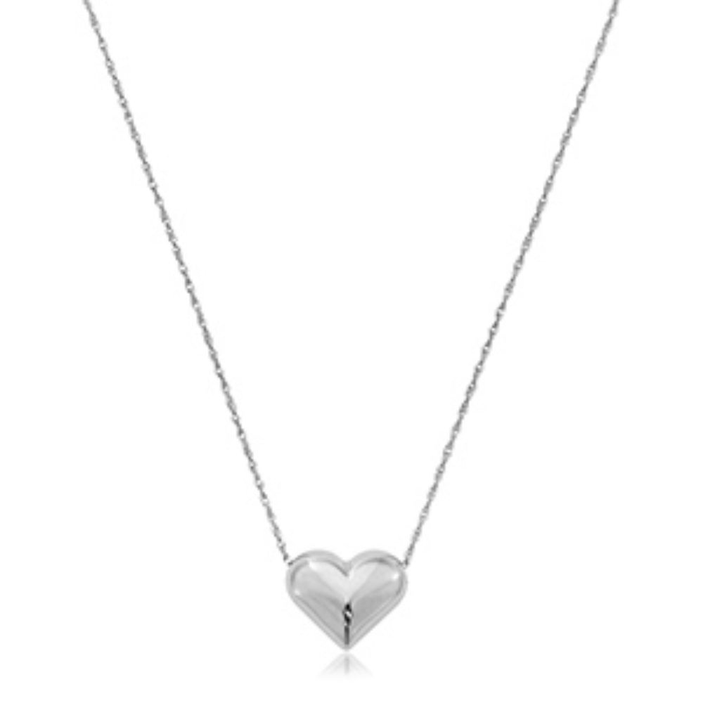 Sterling Silver Puffed Heart Pendant Necklace – Smyth Jewelers