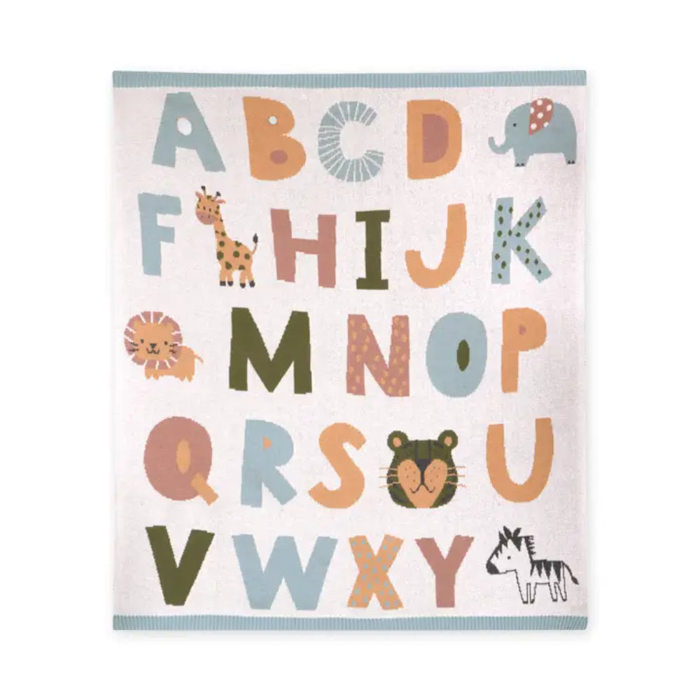 Viverano Organics Alphabet Blue - Organic Jacquard Sweater Knit Baby B ...