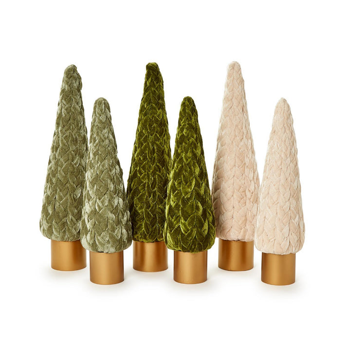 Two's Company Braided Velvet Trees with Wooden Base (Set of Two ...