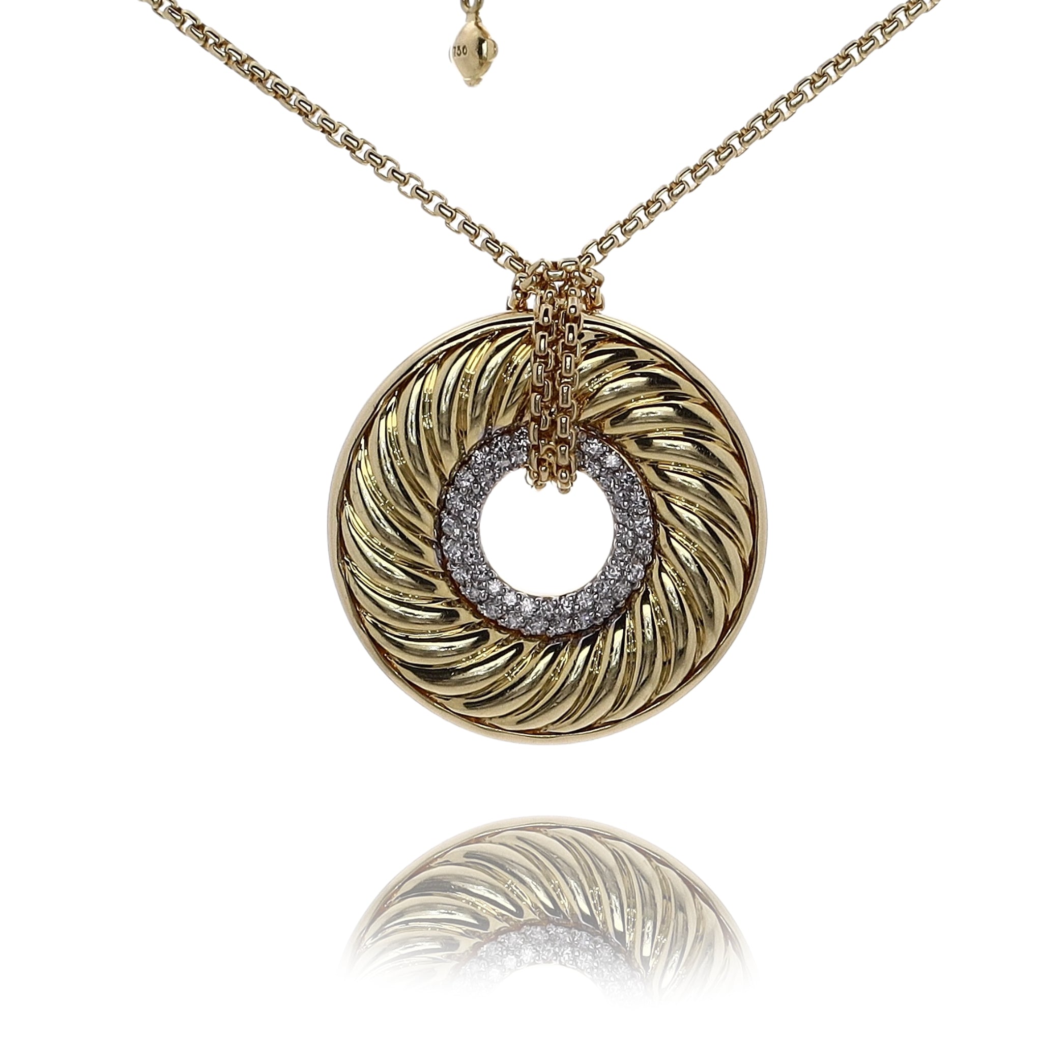 Estate David Yurman 18 Karat Yellow Gold Circle Cable Disc Diamond Pen ...