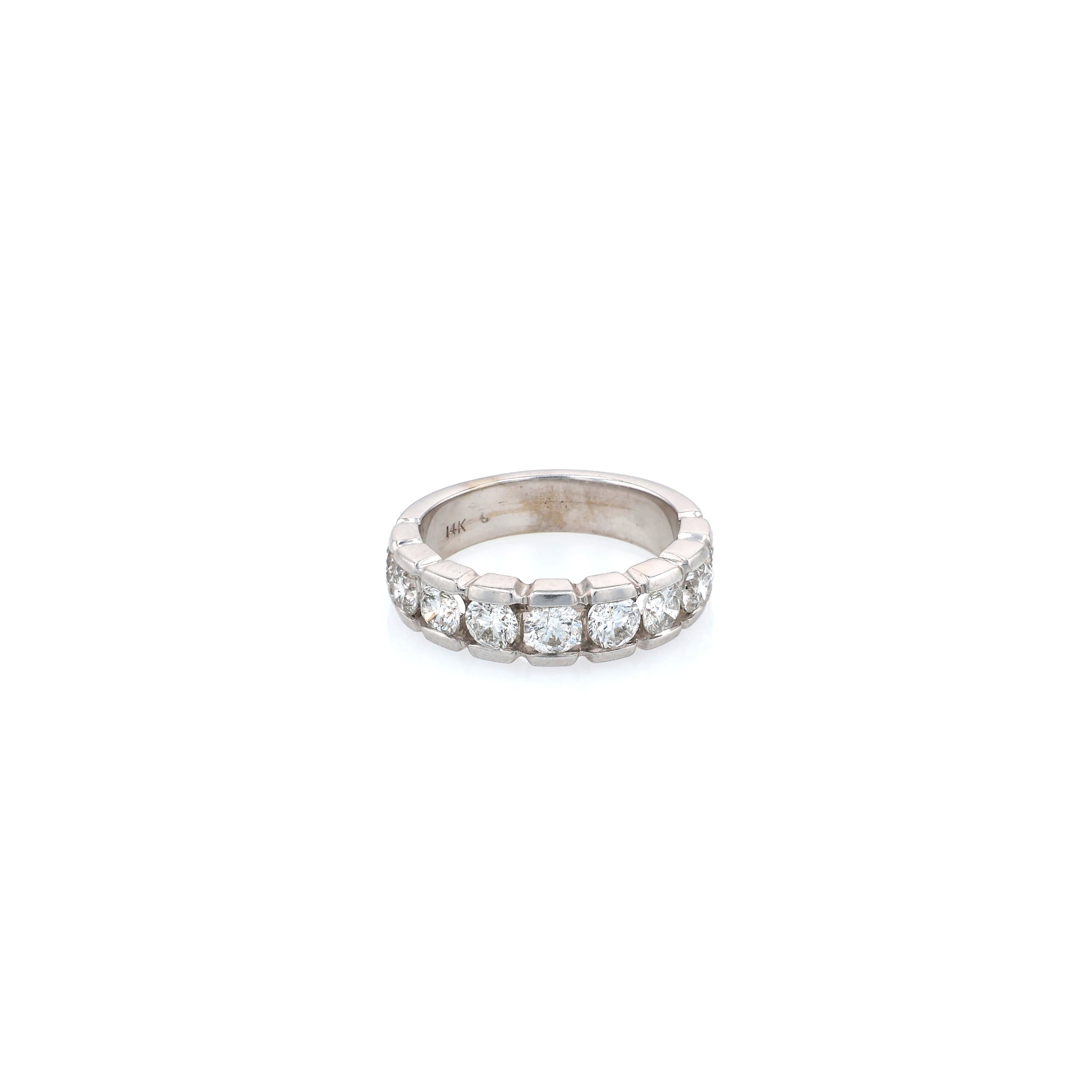 Estate 14 Karat White Gold Bar Set Diamond Wedding Band – Smyth Jewelers