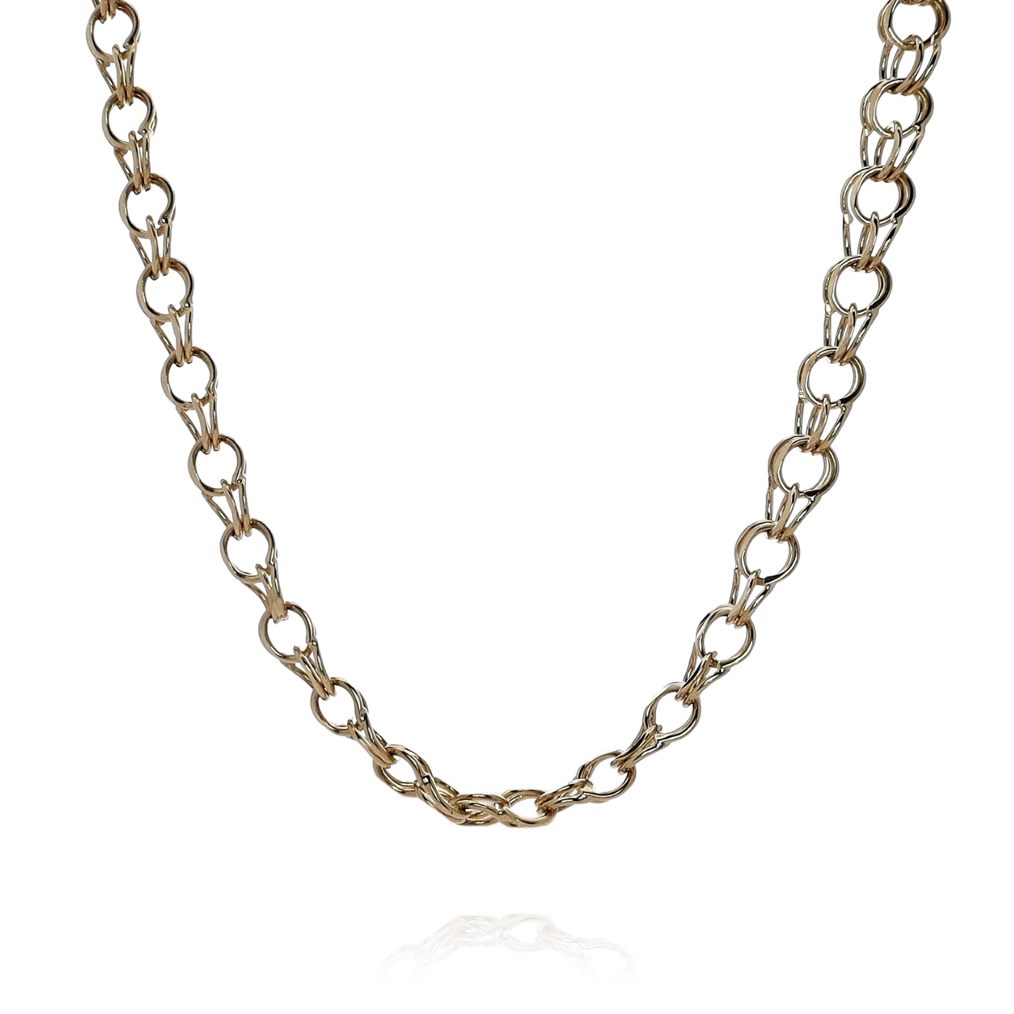 Estate 14k Yellow Gold 24" Double Loop Charm Link Chain Necklace ...