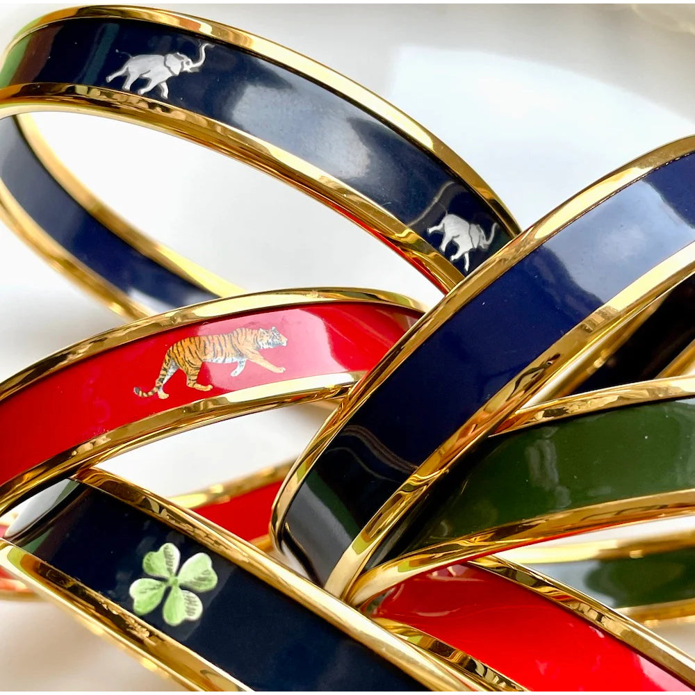 Halcyon Days 1cm Elephant Navy & Gold Enamel Bangle – Smyth Jewelers