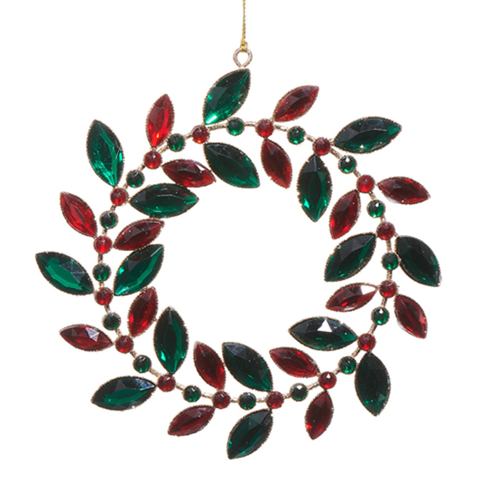 Raz Imports 6" Red and Green Jeweled Wreath Ornament – Smyth Jewelers