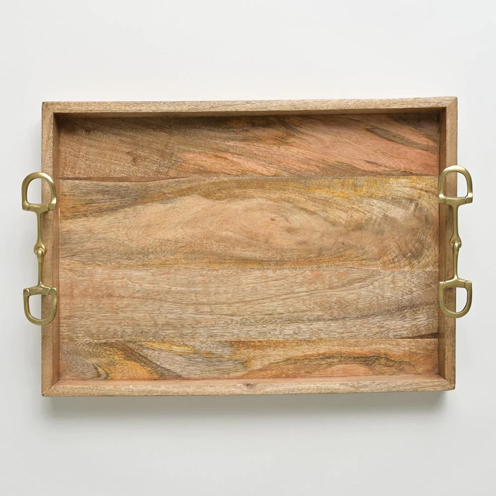 Pomegranate Wooden Serving Tray with Snaffle Handles – Smyth Jewelers