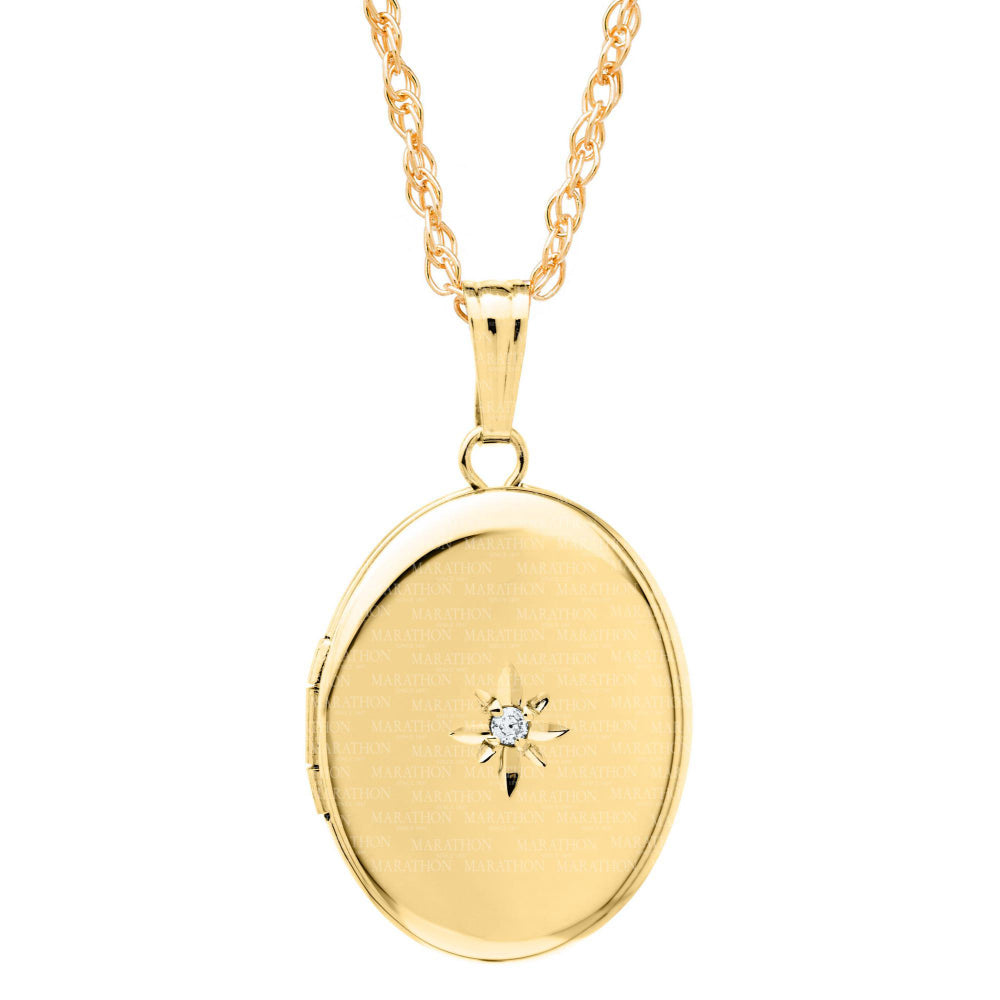 14k Gold Oval Locket with Diamond – Smyth Jewelers
