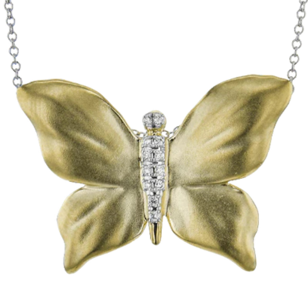 Simon G. 18k Gold Monarch Butterfly Pendant Necklace with Diamonds ...
