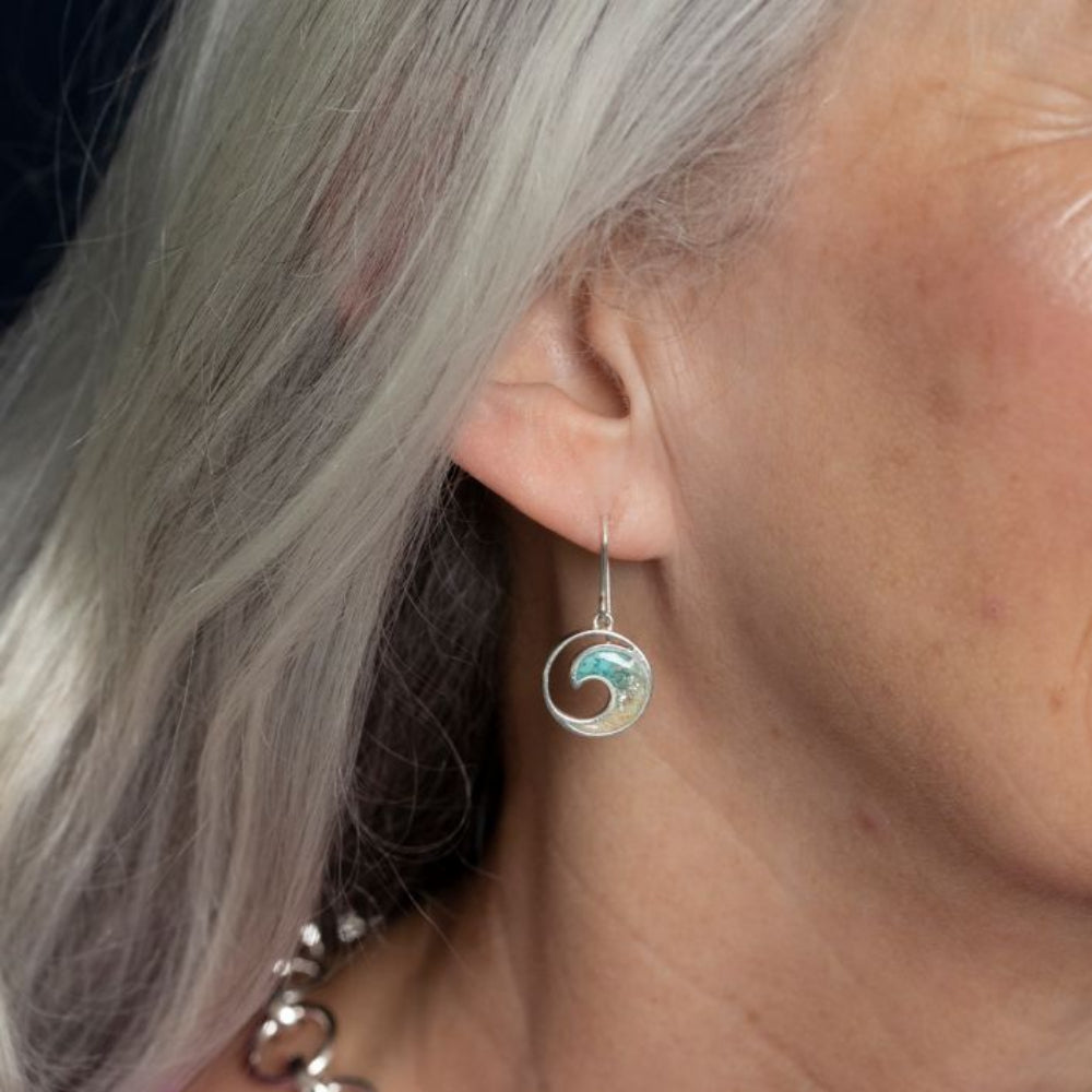 Dune Wave Drop Earrings - Diamond & Turquoise Gradient – Smyth Jewelers