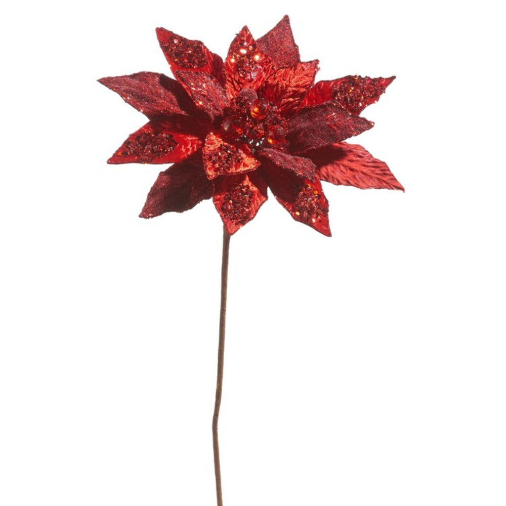 18" Glittered Red Poinsettia Pick – Smyth Jewelers