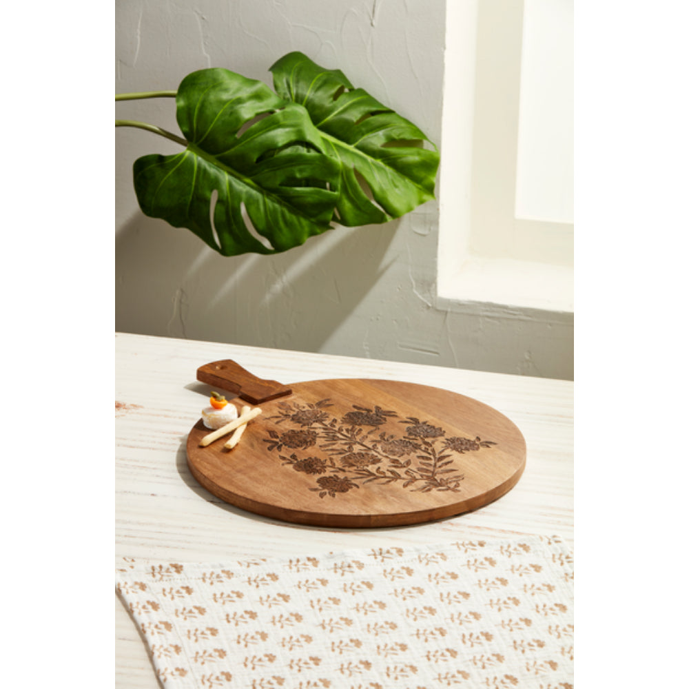 Mud Pie Block Print Engraved Round Wood Serving Board – Smyth Jewelers