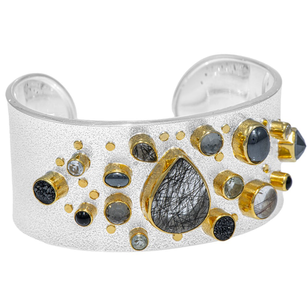 Michou Sterling Silver & 22k Vermeil Cuff Bracelet with Multiple Gemst ...